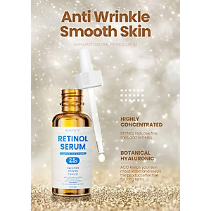 HOPEMATE Natural Facial Retinol Serum with Hyaluronic Acid& Vitamin E, New Skin Treatment Formula, Organic Anti Wrinkle Reducer, Anti Aging Moisturizer, Dark Circles, Scar, Sun Damage Corrector