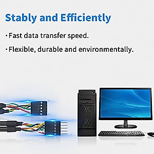 Duttek USB Header Extension Cable, USB Motherboard Cable, USB Header 10 Pin Male to Female Header Extender Extension Dupont Jumper Wires Cable 1M/3.3Ft
