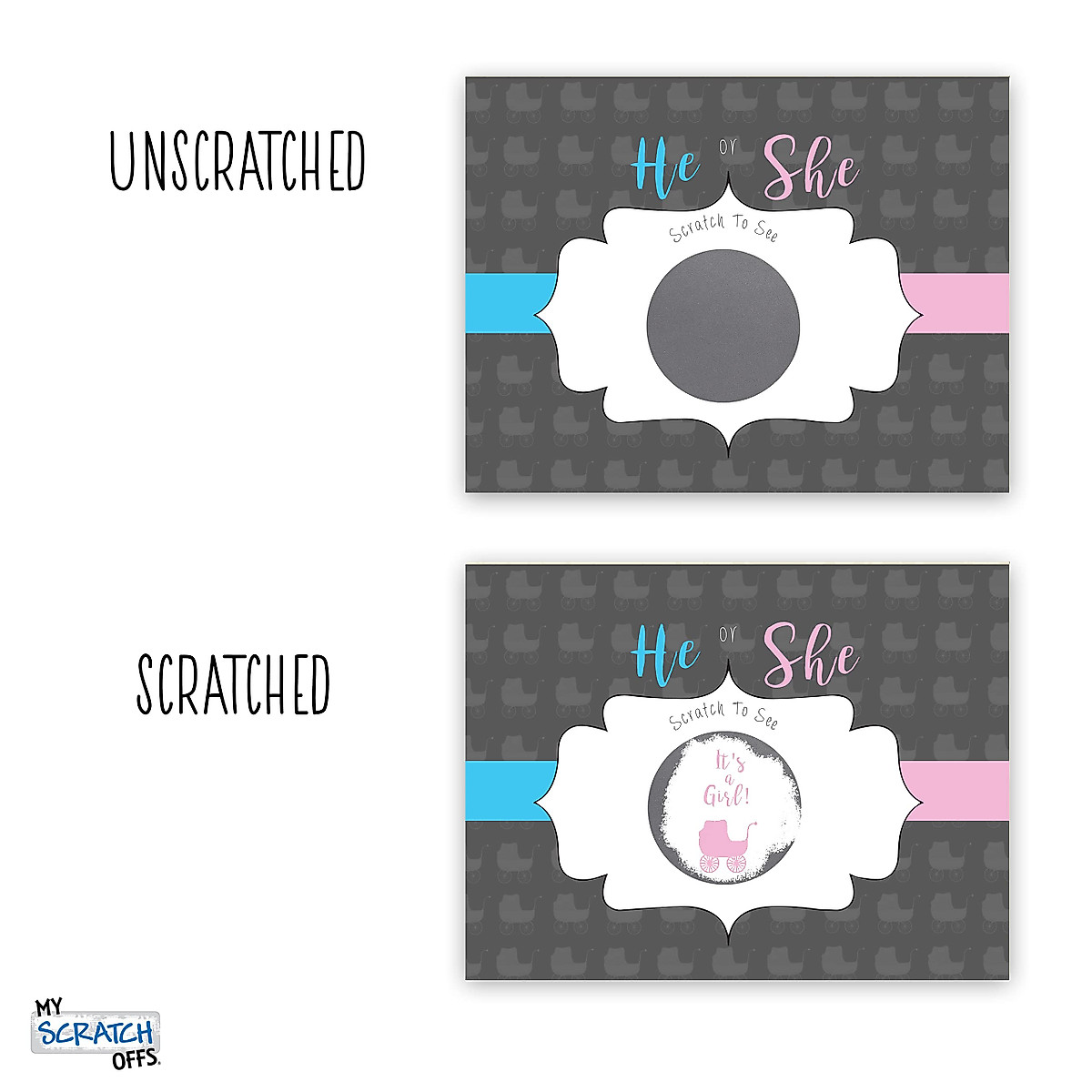 My Scratch Offs Its a Girl Baby Carriage Gender Reveal Party Scratch Off Scratcher Lottery Tickets Cards Family Friends 25 Pack