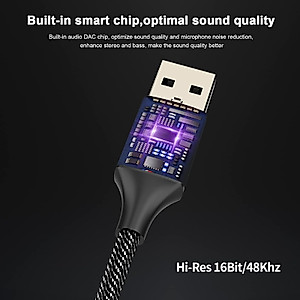 MOSWAG USB to Audio Jack Adapter 0.65Feet/20cm, External Sound Card Jack Audio Adapter with 3.5mm Aux Stereo Converter Compatible with Headset, PC, Laptop, Linux, Desktops, PS4 and More Device