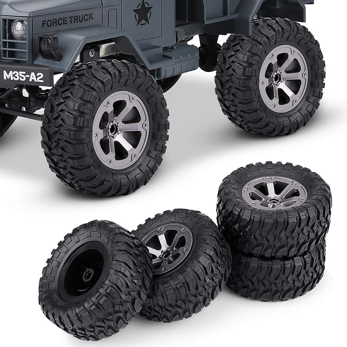 4PCS 1/16 RC Crawler Truck Rubber Tires, Big Grip Remote Control Off Roader Car Sipe Tire 7cm / 2.76inch Diameter