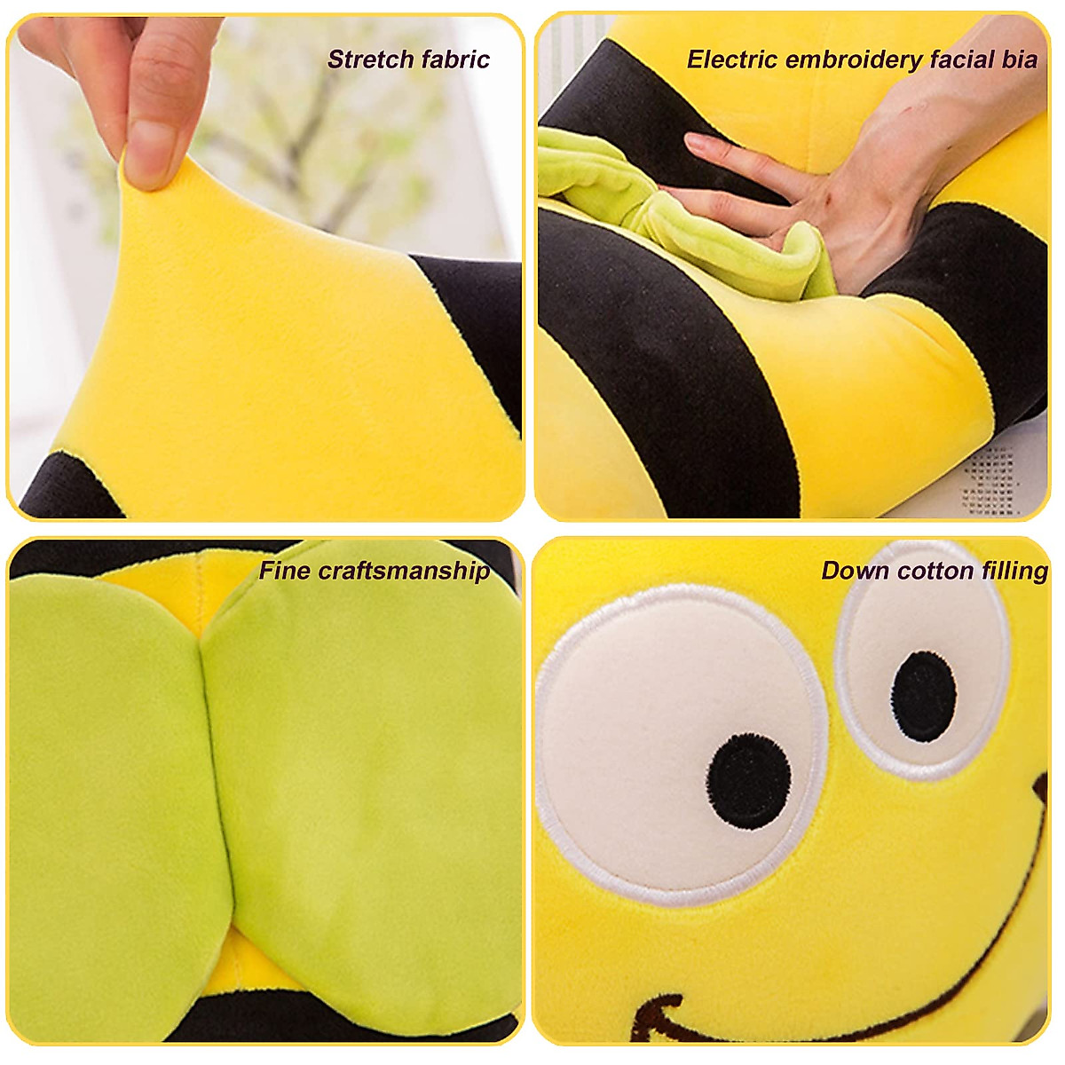 CHELEI2019 17.7" Bee Stuffed Animal,Soft Yellow Bumble Bee Hug Pillow Plush Doll,Gift for Kids