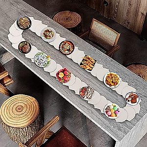 BANLICALI Dining Table, Rotating 360° Manual Adjustable Dining Table, 6.56ft ABS Turntable Serving Train, Round Kitchen Table Turntable for Banquets Party Wedding Milk White Load 10kg/22 lb