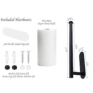 Remarkable Home Paper Towel Holder - Self-Adhesive Or Screw Mounted for Under Cabinet Or Wall, Great for Kitchen, RV, Bathroom and Garage (Black)
