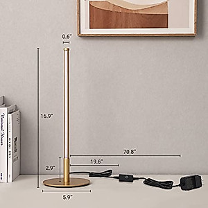 EDISHINE LED Table Lamp, Dimmable Bedside Lamp with 3 Colour Temperature, Touch Controller, Minimalist Lamp for Bedroom, Living Room, Corner Lighting, Gift, Reading, Metal Finish, Gold, 6W
