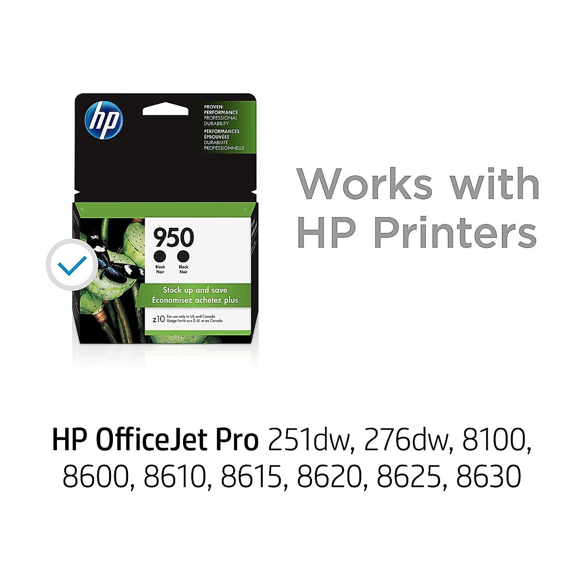 HP 950 | 2 Ink Cartridges | Black | Works with HP OfficeJet Pro 251dw, 276dw, 8100, 8600 Series | CN049AN