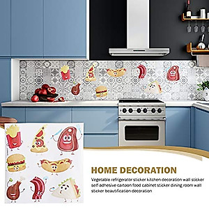 SOLUSTRE Laptop Stickers 1 Set Kitchen Food Wall Decals Cartoon French Fries Window Sticker Food Educational Decals Funny Wall Art Refrigerator Sticker Removable DIY Sticker Scrapbook Stickers
