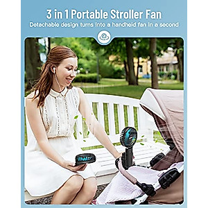 Portable Fan, 5200mAh Mini Handheld Fan,Baby Stroller Fan With Flexible Tripod, 3 IN 1 Portable Fan, Detachable & Foldable Personal Fan for Baby, Travel, Outdoor, Desk