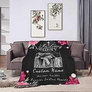 Custom Memorial Throw Blanket, in Loving Memory Blankets for Loss of Mom Dad Grandma Son Daughter, Personalized Picture Name Date Blanket, Memorial Gifts for Bereavement,50"x40"