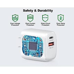 USB C Fast Charger, Hadisala 20W Dual-Port PD USB C/QC 3.0 Wall Charger, Portable Travel Power Adapter Cell Phone Charger Compatible with iPhone 14 Pro Max/Mini, iPad Pro, AirPods Pro, Galaxy and More