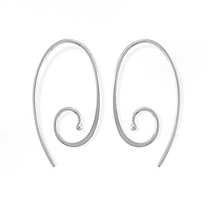 Boma Jewelry Sterling Silver Oval Spiral Pull Through Hoop Earrings