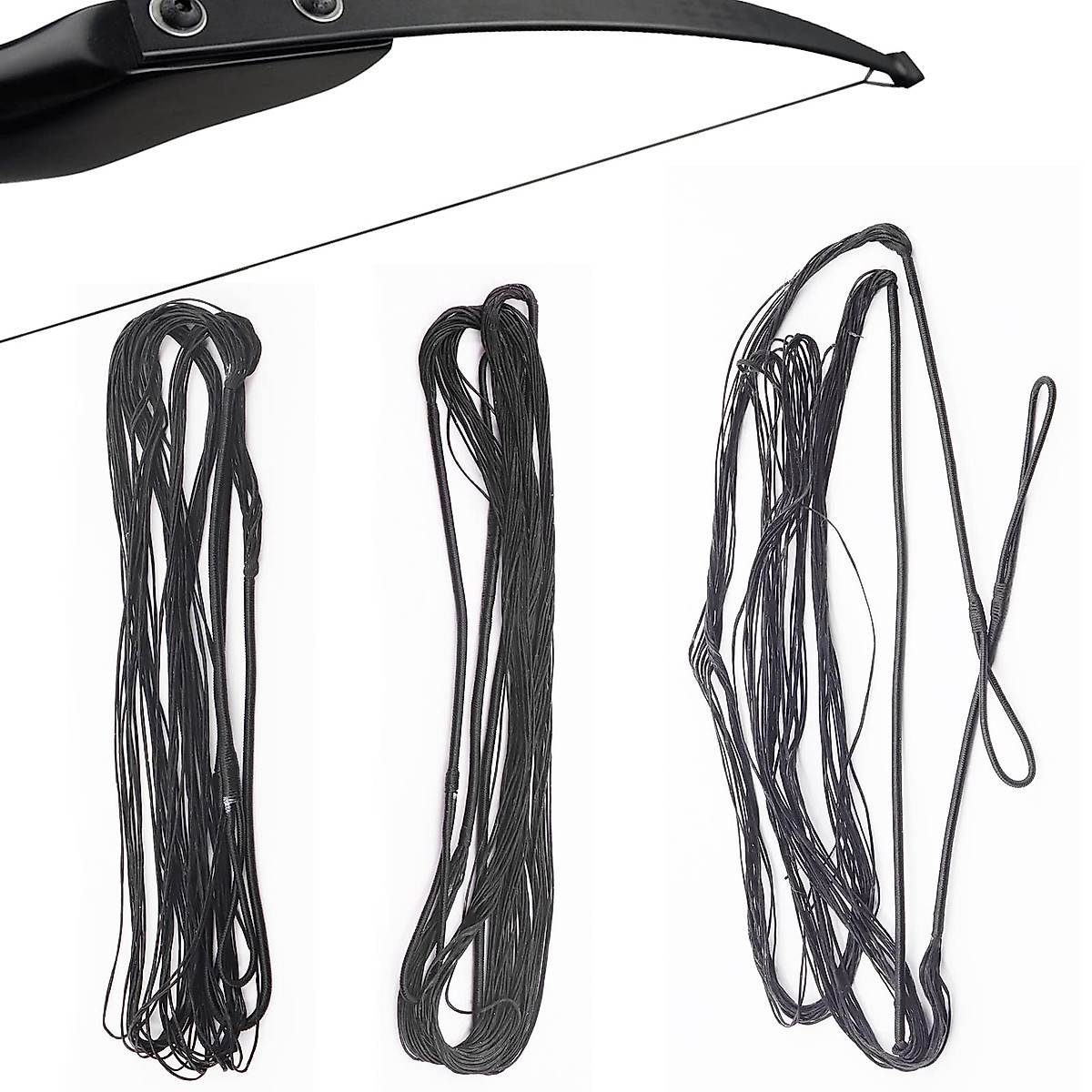 Swpeet 174 Inch 3 Styles 12,14,16 Strands Bow String Replacement Kit, 58 Inch Dacron Bow String Replacement Recurve Bow Accessorie Traditional Bow String Dacron Bow String Replacement Bowstring