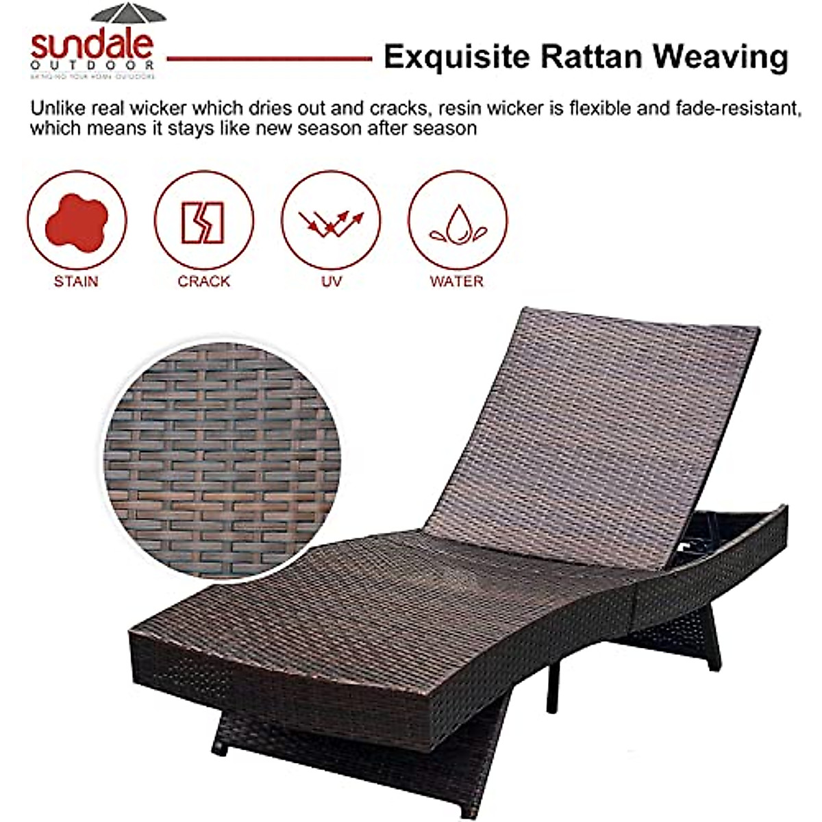 Sundale Outdoor 2 Pieces Chaise Lounge Chair, Patio Adjustable Chaise Loungers with Living Coral Cushions & Pillows for Garden Balcony Yard Deck - Steel