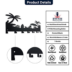 Wall Mounted Key Rack | Metal Key Rack Hook Organizer | Metal Key Organizer with 7 Hooks Wall Decoration for Front Door, Hallway, Kitchen, Office