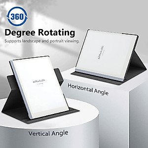E NET-CASE Slim Lightweight Case for Remarkable 2 10.3" 2020, 360 Degree Rotating Protective Remarkable Tablet, Remarkable 2 Tablet with Pencil Holder, Not Fit Remarkable 1 (Black)