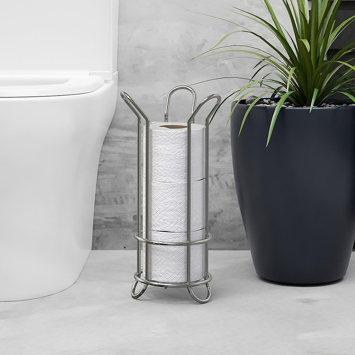 BROOKSTONE, Bronze Toilet Paper Holder, Freestanding Bathroom Tissue Organizer, Minimalistic Storage Solution, Modern & Stylish Design [Holds MEGA Rolls]