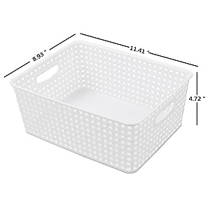 Lesbin 4-Pack White Plastic Organizer Basket, Woven Storage Bins