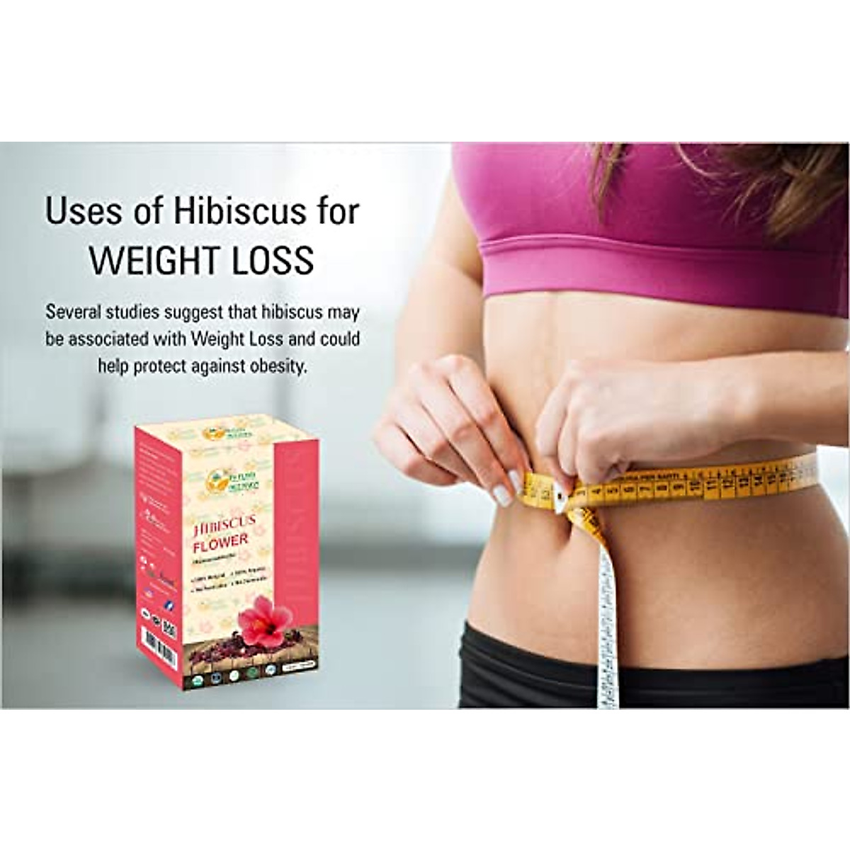 Herbs Botanica Hibiscus Flower Dried Organic For Tea, Hair Growth, Flor De Jamaica Organica Whole Full Flower Petals Cake Decoration & Cocktails 7.05 Oz / 200 Gms