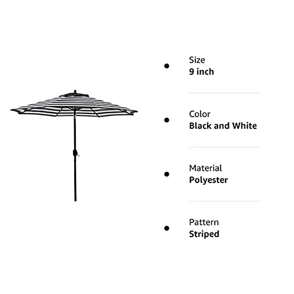Sunnyglade 9' Patio Umbrella Outdoor Table Umbrella with 8 Sturdy Ribs (Black and White)