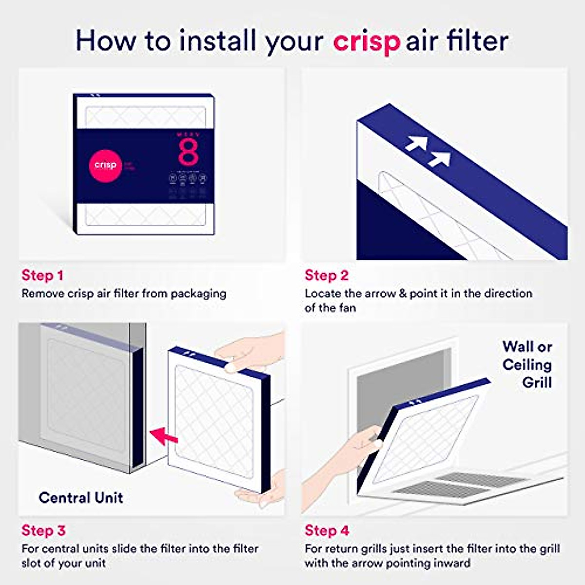 MervFilters, 16x25x1 Air Filter, MERV 8, MPR 600, AC Furnace Air Filter, 6-Pack