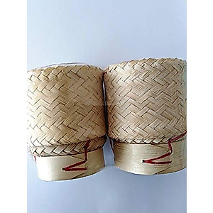Thai Handmade Sticky Rice Serving Basket Small Size (Pack of 2) by khuaek