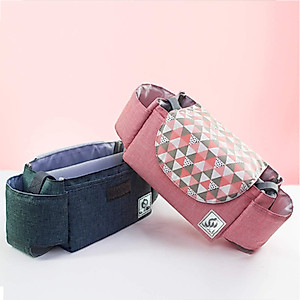 ZIOYCKL Baby Stroller Organizer with Insulated Cup Holders for Smart Moms,Diaper Storage,Secure Straps, Detachable Bag,Compact Design Fit All Strollers Fashionable&beautiful (Pink)