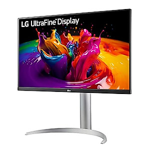 LG 27UP650-W Monitor 27” UHD (3840 x 2160) IPS Display, VESA DisplayHDR 400, DCI-P3 95% Color Gamut, 3-Side Virtually Borderless Display, Height/Pivot/Tilt Adjustable Stand – Silver