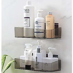 Cq acrylic Bathroom Shower Shelf,Wall Shower Caddy Shelf Non Drilling Adhesive and No Damage Wall Mount, 2 Pack