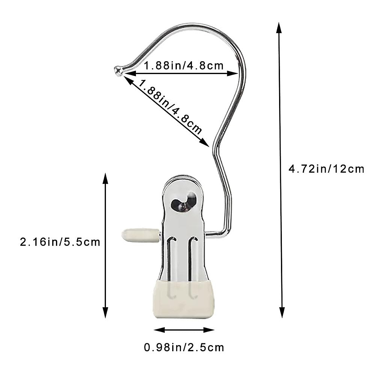 Hangers Clips,Stainless Hooks for Closet Hooks,Laundry Hanging Hooks,Travel Portable Clothes,Boot Tall Towel Hats Socks Pants and Bras (10, Rice-White)