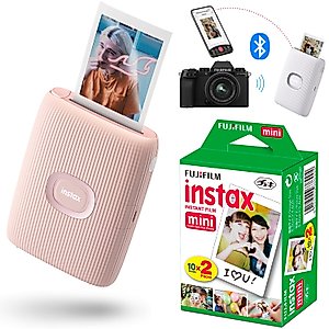 Fujifilm Instax Mini Link Instant Smartphone Printer (Dusky Pink) with Instax Film Pack (2 Items)