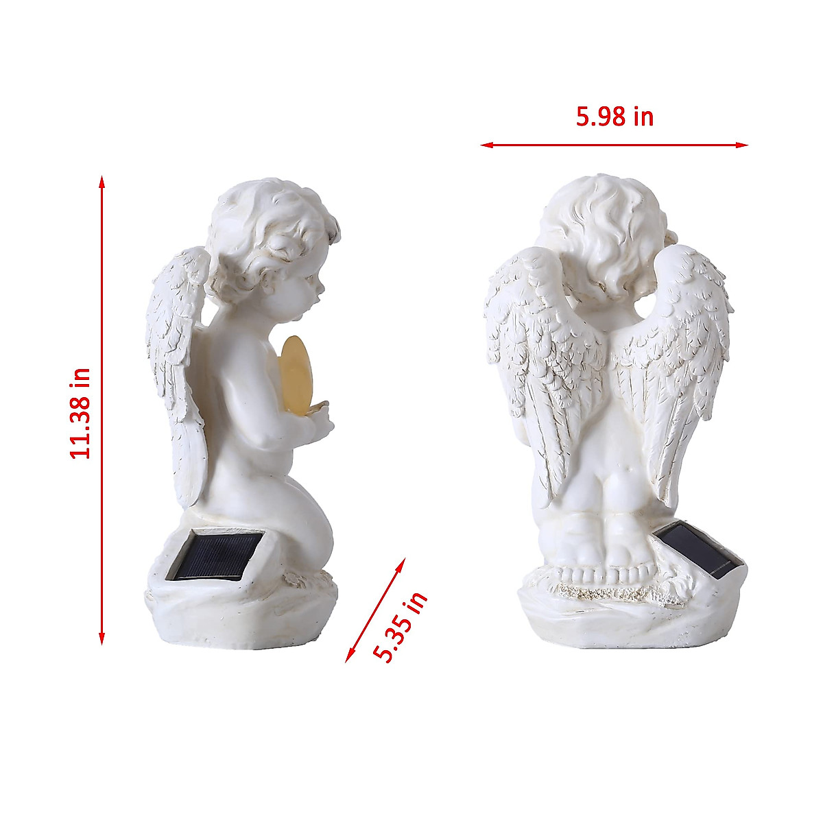 HONGRUIART Solar Powered Cherub Angel Light, Kneeling Praying Cherub Angel Statue with Solar Star Lights Garden Angel Decor for Home Outdoor Patio Lawn Mother's Day Remembrance Gifts