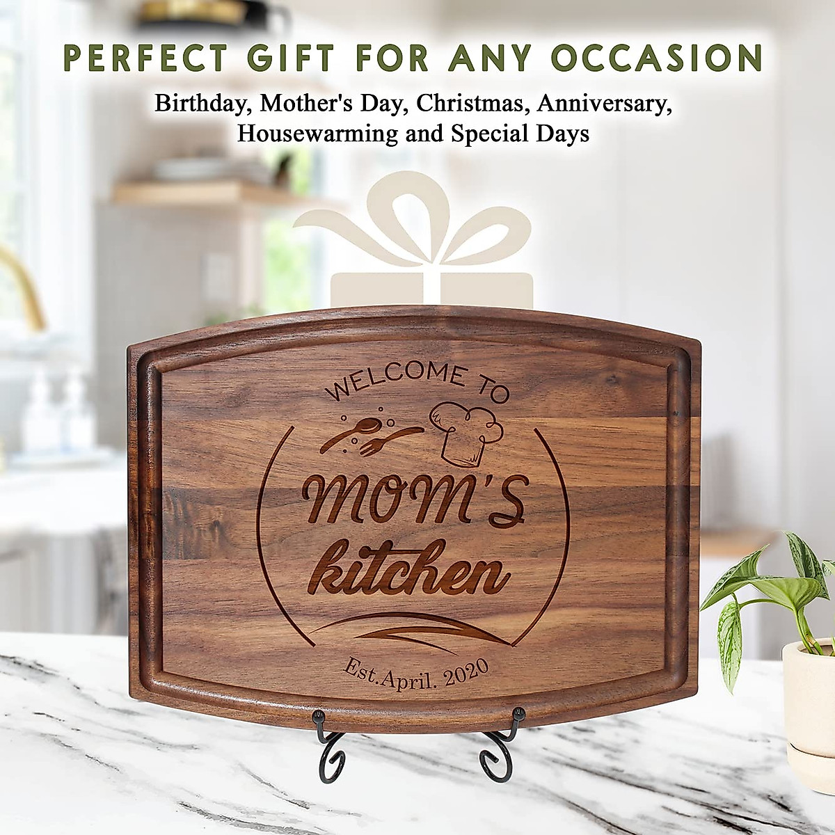 Barika Custom Engraved Cutting Boards - Personalized Kitchen Blocks for Women - Best Mothers Day, Anniversary, Birthday, Christmas Gift for Mom, Grandma, Mother in Law, Daughter, Wife or Her