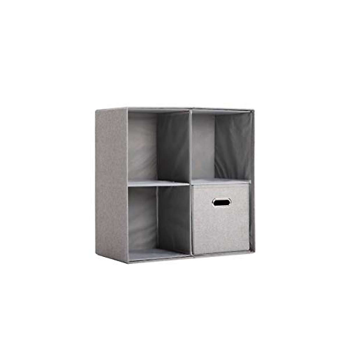 BIRDROCK HOME Grey Linen Cube Organizer with 4 Storage Bins – Collapsible Fabric Shelves and Cubes