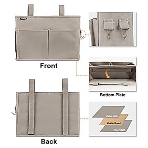 Surblue Bedside Caddy Hanging Bed Organizer Storage Bag Pocket for Bunk and Hospital Beds, College Dorm Rooms Baby Bed Rails, Camp 4 Pockets and 2 Hooks (Small, Gray)