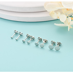 925 Sterling Silver Dot Stud Earrings | Small Simple Round Disc Stud Earrings | Tiny Flat Circle Hypoallergenic Cartilage Tragus Piercing Earrings Gifts for Women Men 2mm 3mm 4mm 5mm