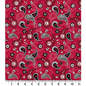 Sykel Enterprises University of Alabama Cotton Fabric with Paisley Design-Newest Pattern-Alabama Crimson Tide Cotton Fabric