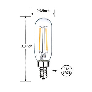 Sunaiony E12 Candelabra Bulb 25W T6 LED Bulb Dimmable 3000K Soft White, 2W Vintage LED Filament Edison Candle Bulb for Chandelier Ceiling Light, 12 Pack