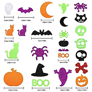 Halloween Foam Stickers Glitter Craft Stickers for Kids 100PCS Self-Adhesive Pumpkin Ghost Shape Puffy Stickers for Halloween Party Supplies Decorations (100PCS)