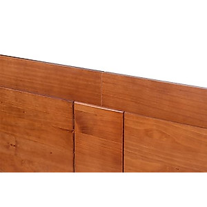 memomad Bali Slim Set: Storage Platform Bed with Drawers + Flat Panel Headboard (Queen Size, Caramel Brown Wood)