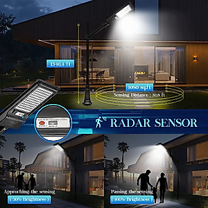 Lovus 500W Solar LED Street Light, 6000k Outdoor Solar Flood Security Lighting Dusk to Dawn with Motion Sensor, IP65 Waterproof, Wall or Pole Mount for Parking Lot, Home, ST80-078