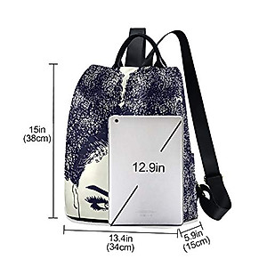 ALAZA African American Woman with Curly Hair Backpack Purse for Women Anti Theft Fashion Back Pack Shoulder Bag