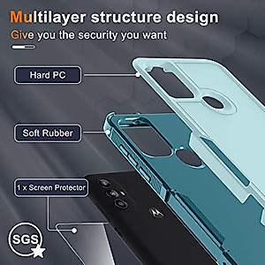 for Motorola Moto G Play 2023, Moto G Pure, Moto G Power 2022 Case with Tempered Glass Screen Protector, 2-in-1 Full Body Heavy Duty Rugged Shockproof Protective Phone Cover, Mint Green
