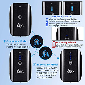 AQQA Aquarium Air Pump, Battery Rechargeable Portable Bubbles Oxygen Pump for Fresh & Saltwater Aquariums Tanks with Air Stone, Tube, USB Cable and Adapter (1.7 W for 1-100Gal Tank)