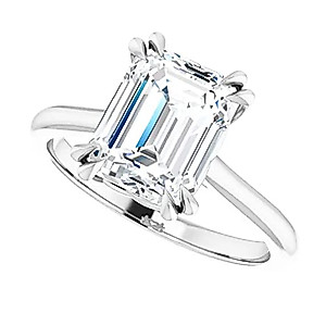 925 Silver, 10K/14K/18K Solid Gold Moissanite Engagement Ring, 2.0 CT Emerald Cut Handmade Solitaire Ring, Diamond Wedding Ring for Women/Her Anniversary Propose Gifts, VVS1 Colorless