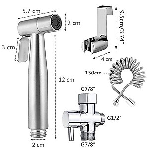 Handheld Bidet Sprayer Toilet Kit - Water Tank Hook and 59in ABS Flexible Telescopic Shower Hose