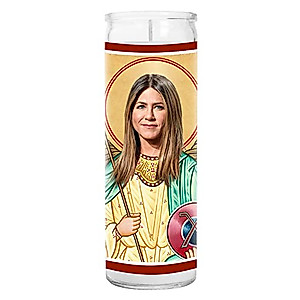Jennifer Aniston Celebrity Prayer Candle - Friends Show Rachel Funny Saint Candle - 8 inch Glass Prayer Votive - 100% Handmade in USA - Celebrity Novelty Gift