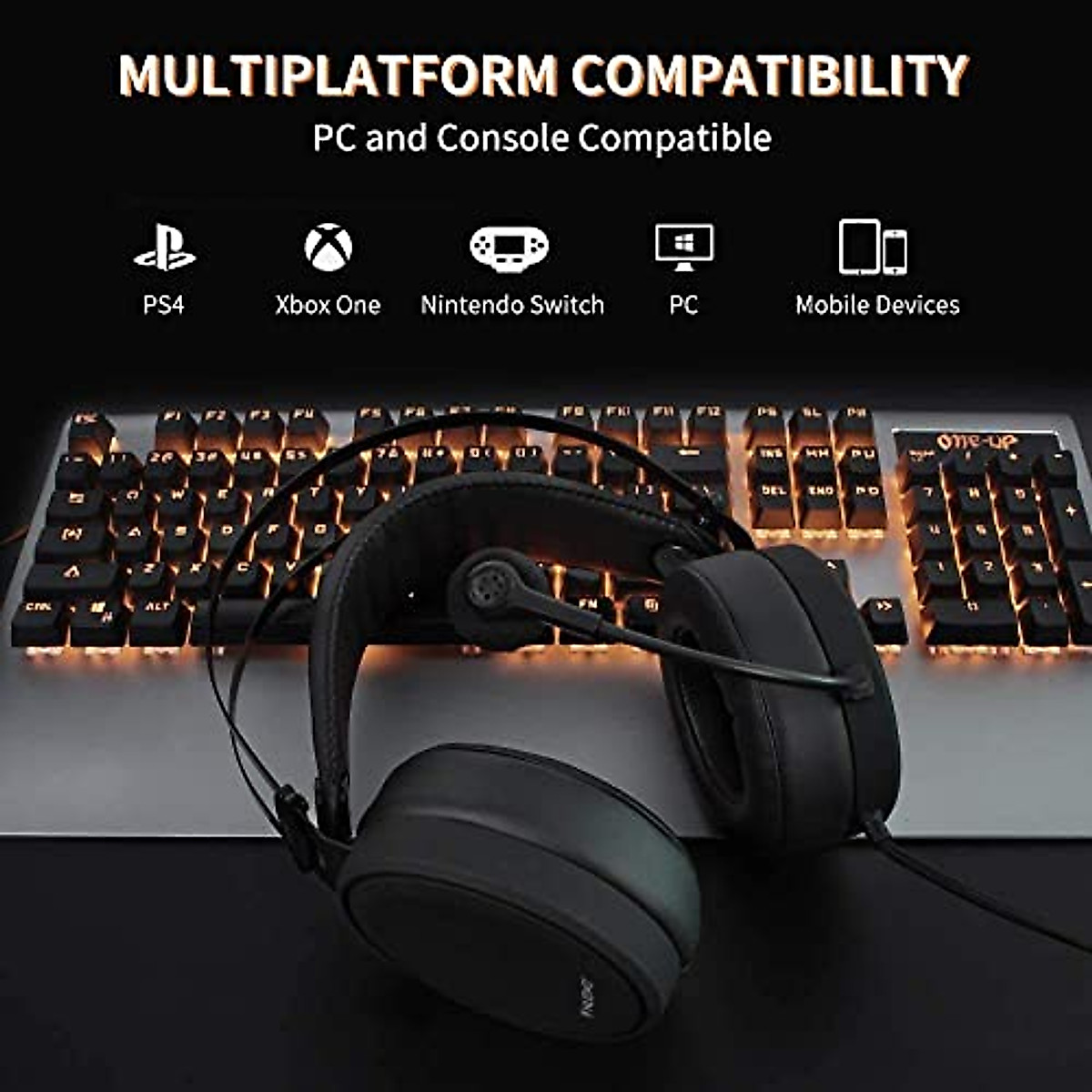 NUBWO Gaming headsets PS4 N7 Stereo Xbox one Headset Wired PC Gaming Headphones with Noise Canceling Mic , Over Ear Gaming Headphones for PC/MAC/PS4/PS5/Switch/Xbox one (Adapter Not Included)