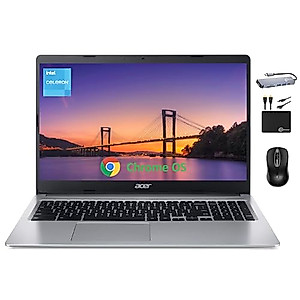 acer Chromebook Light Laptop 2023, 14" FHD Touchscreen IPS, Dual-Core Intel Celeron N4020, 4GB RAM, 128GB Storage (64GB eMMC + 64GB SD), Webcam, WiFi 5, 12+ Hr Battery, Chrome OS, w/MarxsolAccessory