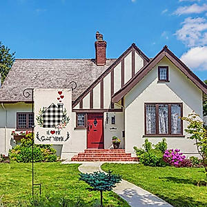 Hexagram Home Sweet Home Garden Flag, Fall Winter Vertical Double Sided Burlap Black White Buffalo Plaid Check Farmhouse Garden Flags, Spring Summer Rustic Farmhouse Yard Outdoor Decoration 12x18 Inch