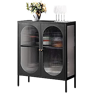 SICOTAS Modern Sideboard Cabinets, Accent Buffet Storage Cabinet with Glass Doors, Free Standing Cabinet for Living Room Bedroom, Cupboard Console Table for Home Kitchen Dining Room